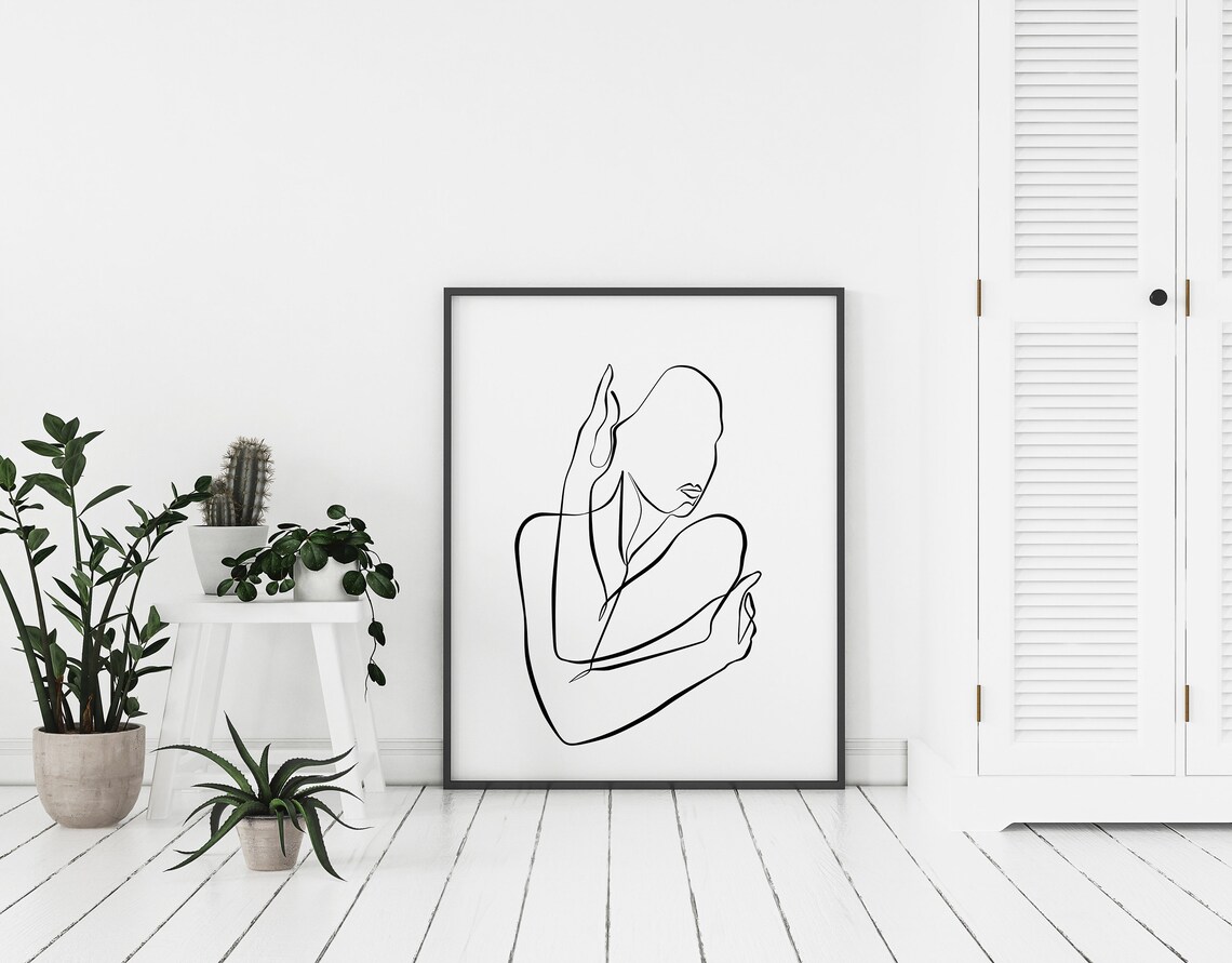 Self Love Art Print Woman One Line Drawing Feminine Poster | Etsy
