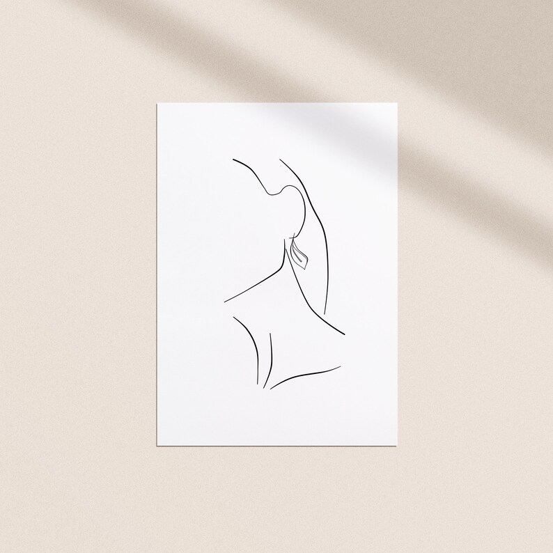 Neck Line Drawing Minimalist Woman Face Print Minimal Line - Etsy