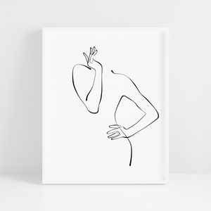Minimal Line Drawing Woman, Minimalist Body Print, Abstract Figure Wall ...