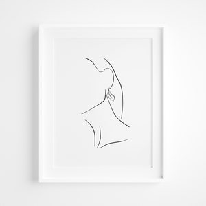 Neck Line Drawing Minimalist Woman Face Print Minimal Line - Etsy