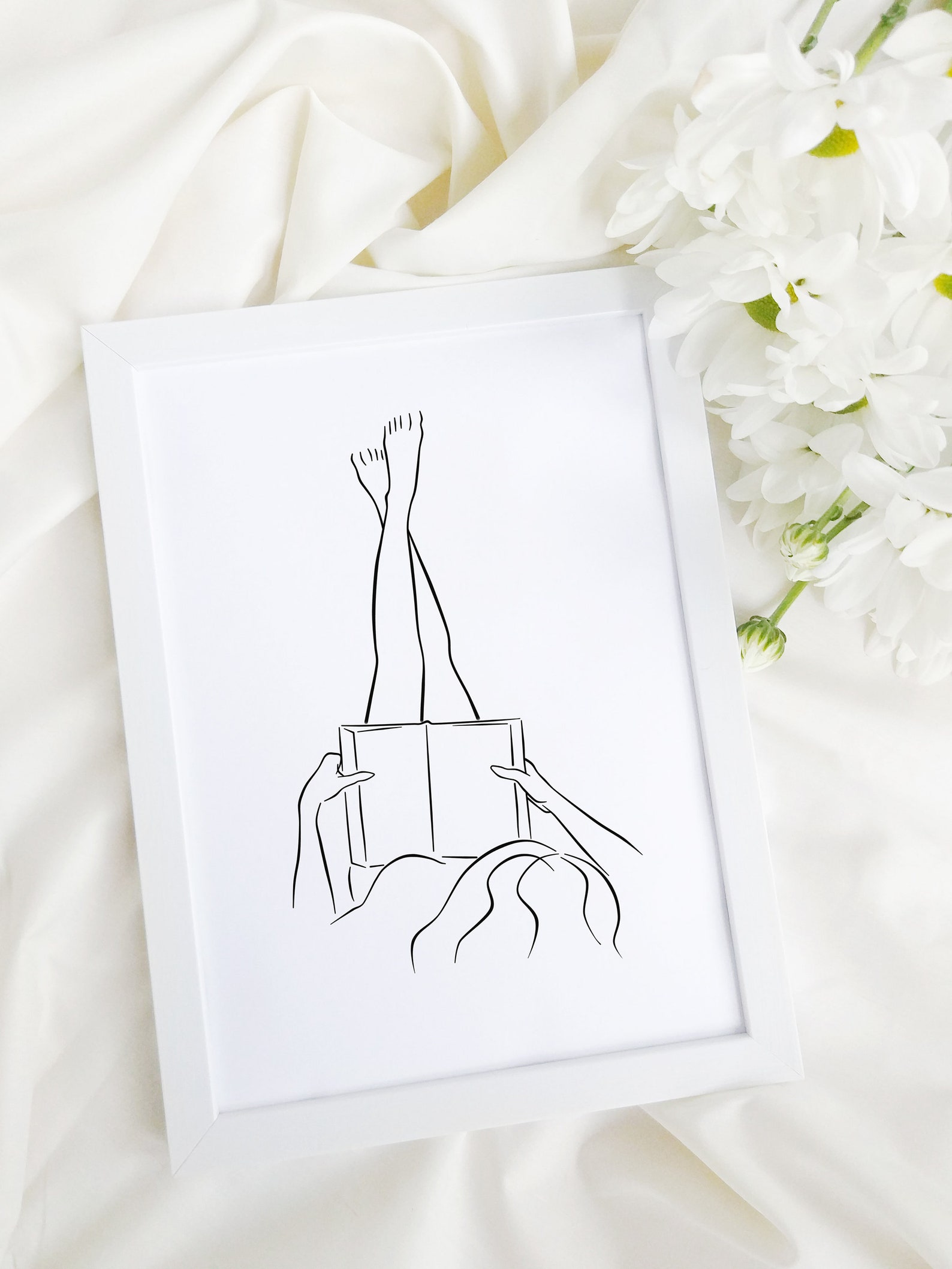 Woman Reading Book Line Art Bookworm Poster Book in Hands - Etsy