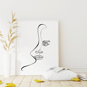 Single Line Face Drawing One Line Face Art Print Abstract - Etsy