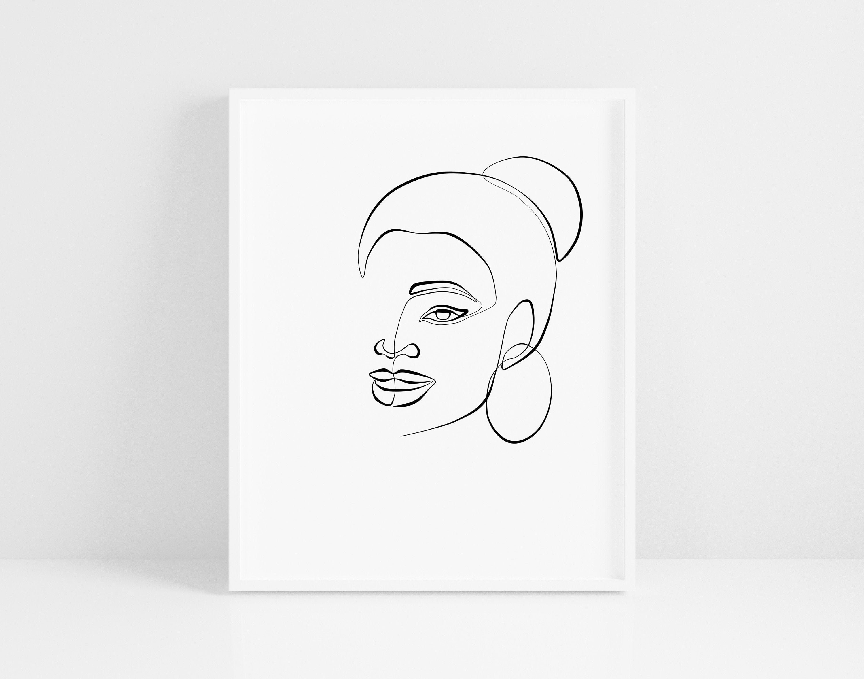 African American Face Line Art One Line Drawing Black Woman | Etsy