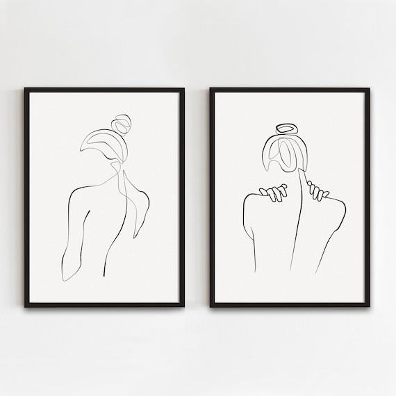 Woman Back Line Art Set of 2 Abstract Female Body Art Set - Etsy
