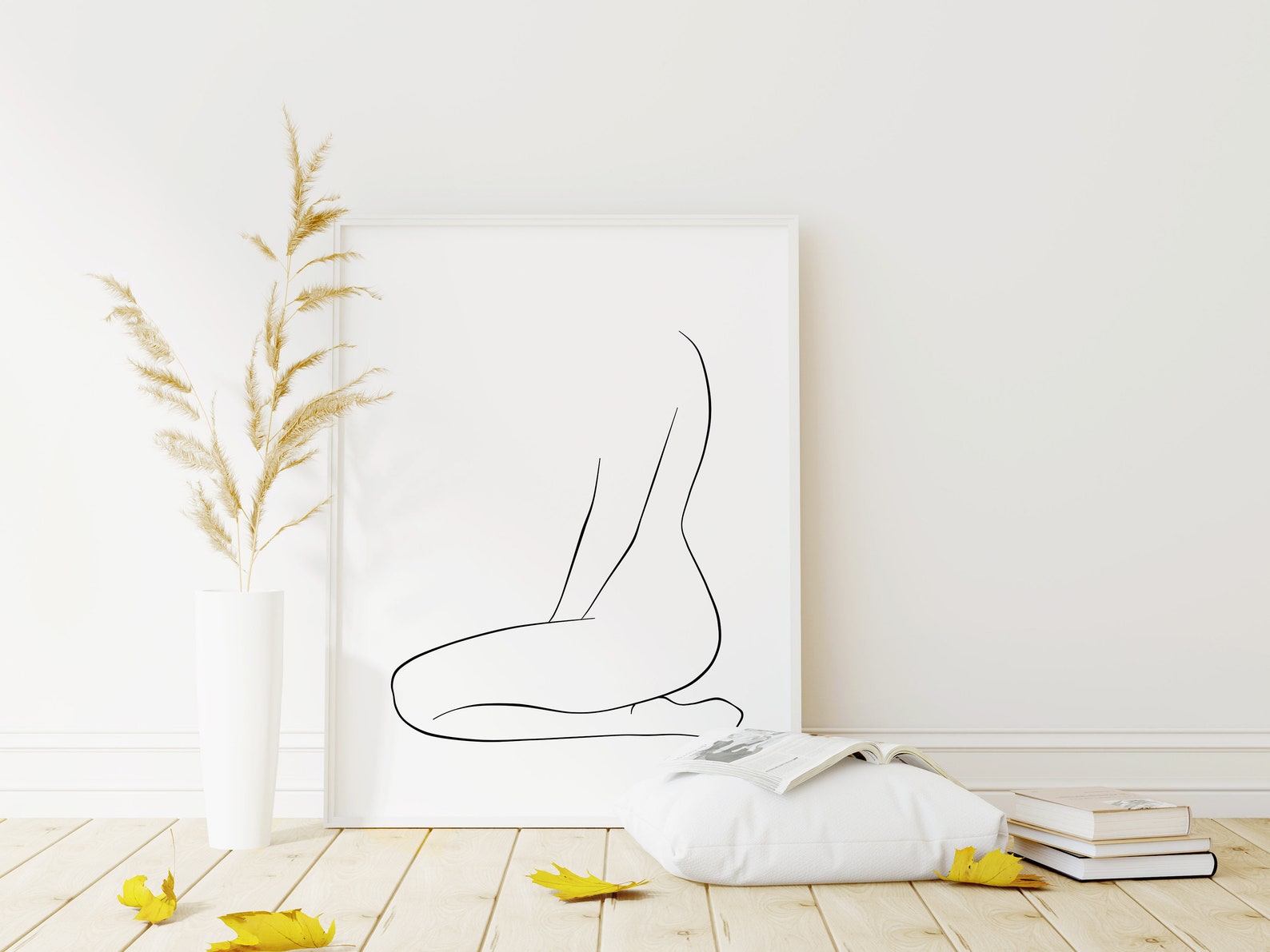 Minimalist Body Art Print Woman Sitting Art Female Outline | Etsy
