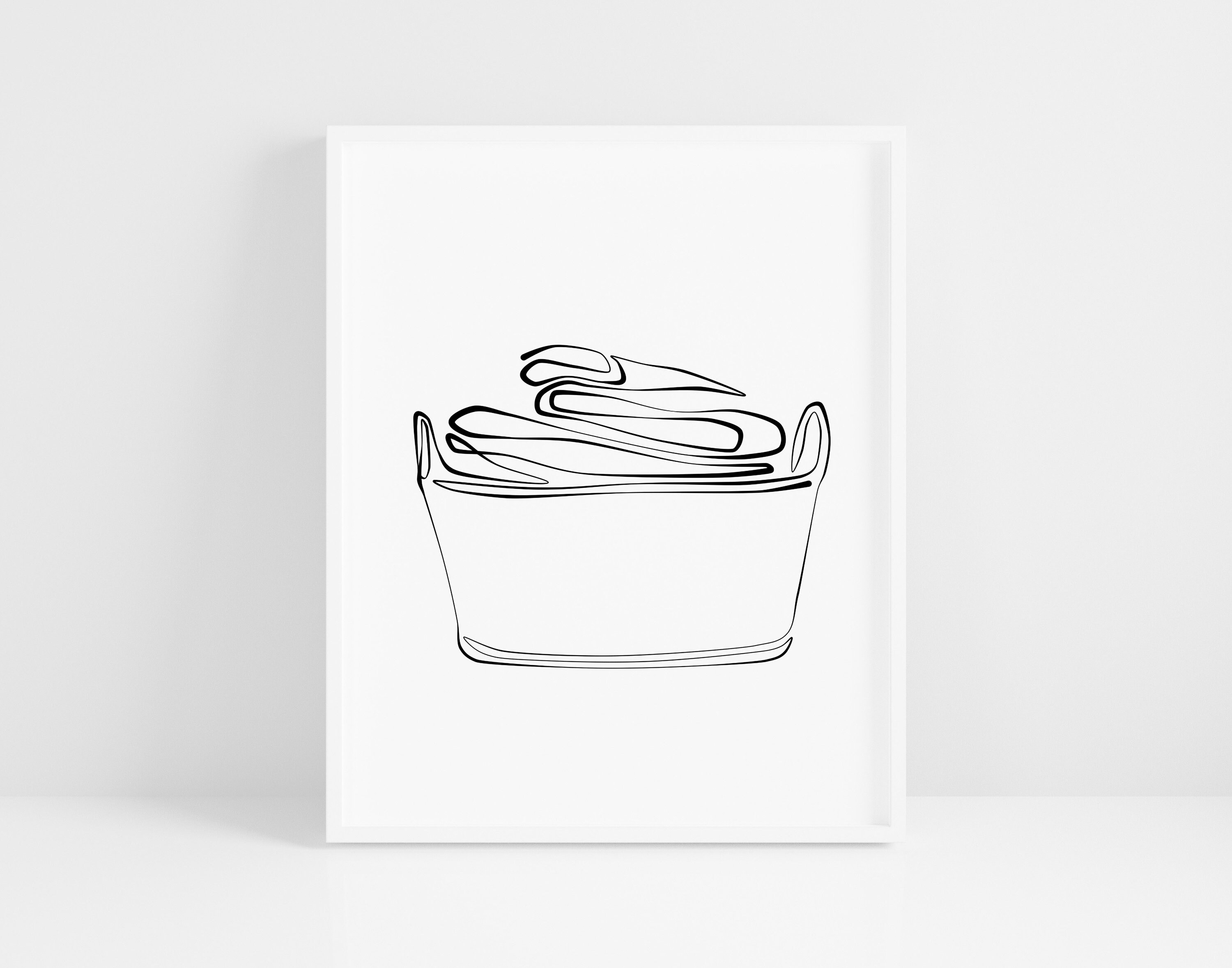 Laundry Line Art Utility Room Print One Line Drawing | Etsy