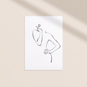 Minimal Line Drawing Woman, Minimalist Body Print, Abstract Figure Wall ...