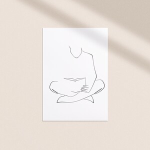 Man Reading A Book Art, Book Lover Wall Art, Minimalist Bookworm Poster ...