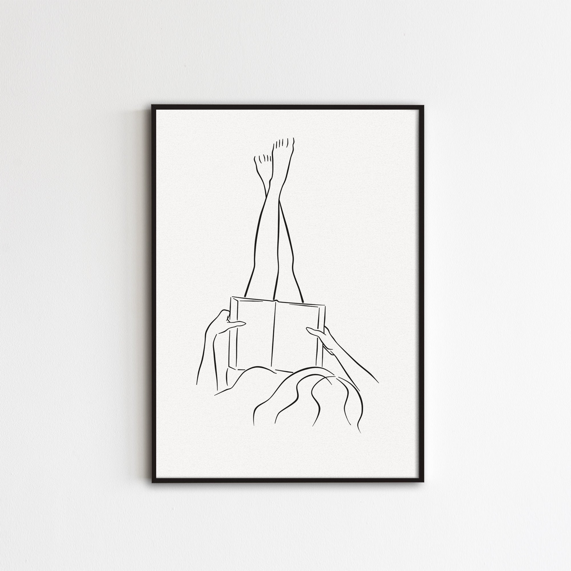 Woman Reading Book Line Art Bookworm Poster Book in Hands - Etsy