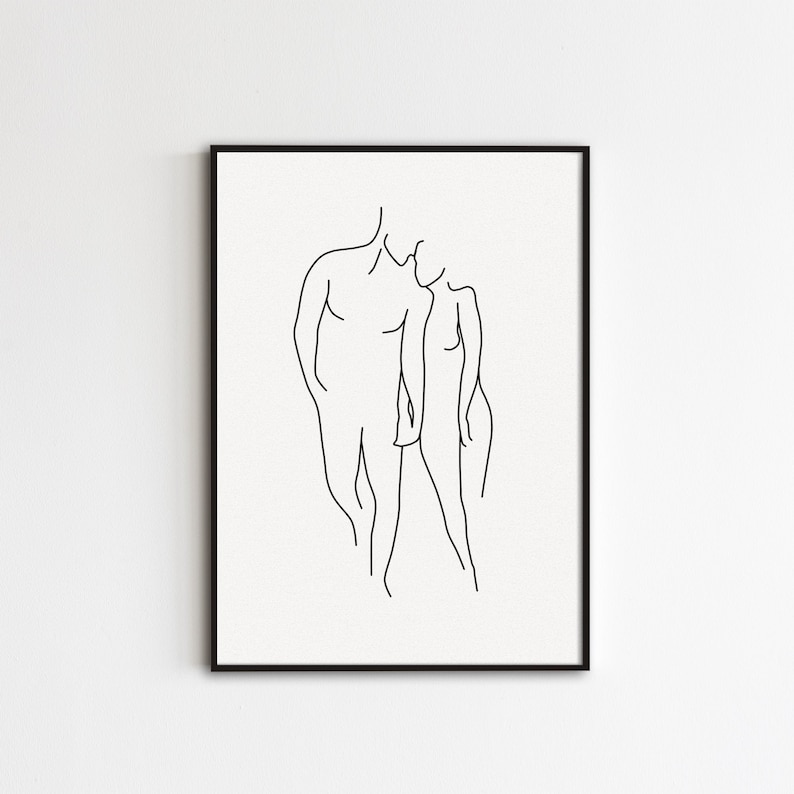 Couple Line Art Minimalist Love Line Drawing Abstract Figure | Etsy
