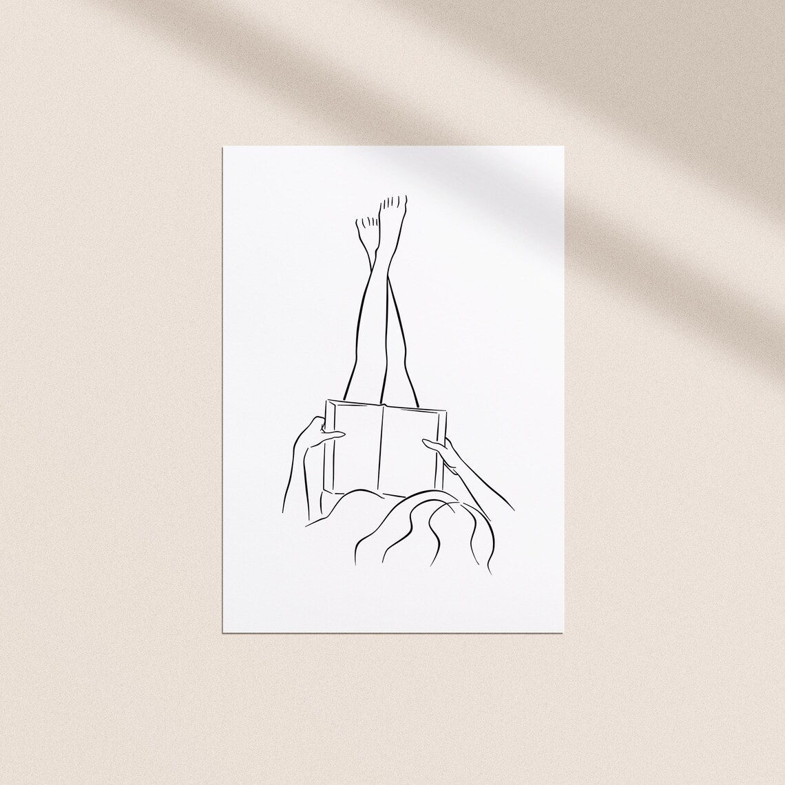 Woman Reading Book Line Art Bookworm Poster Book in Hands - Etsy