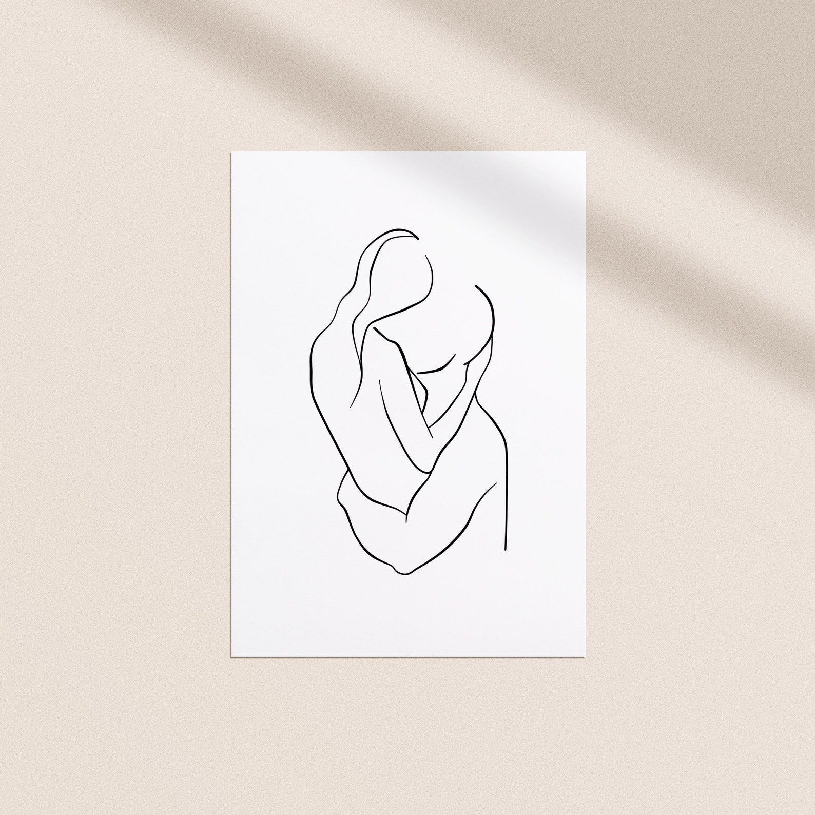 Couple Hugging Print Hug Line Art Abstract Couple Figure | Etsy