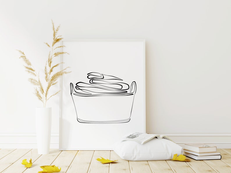 Laundry Line Art Utility Room Print One Line Drawing - Etsy