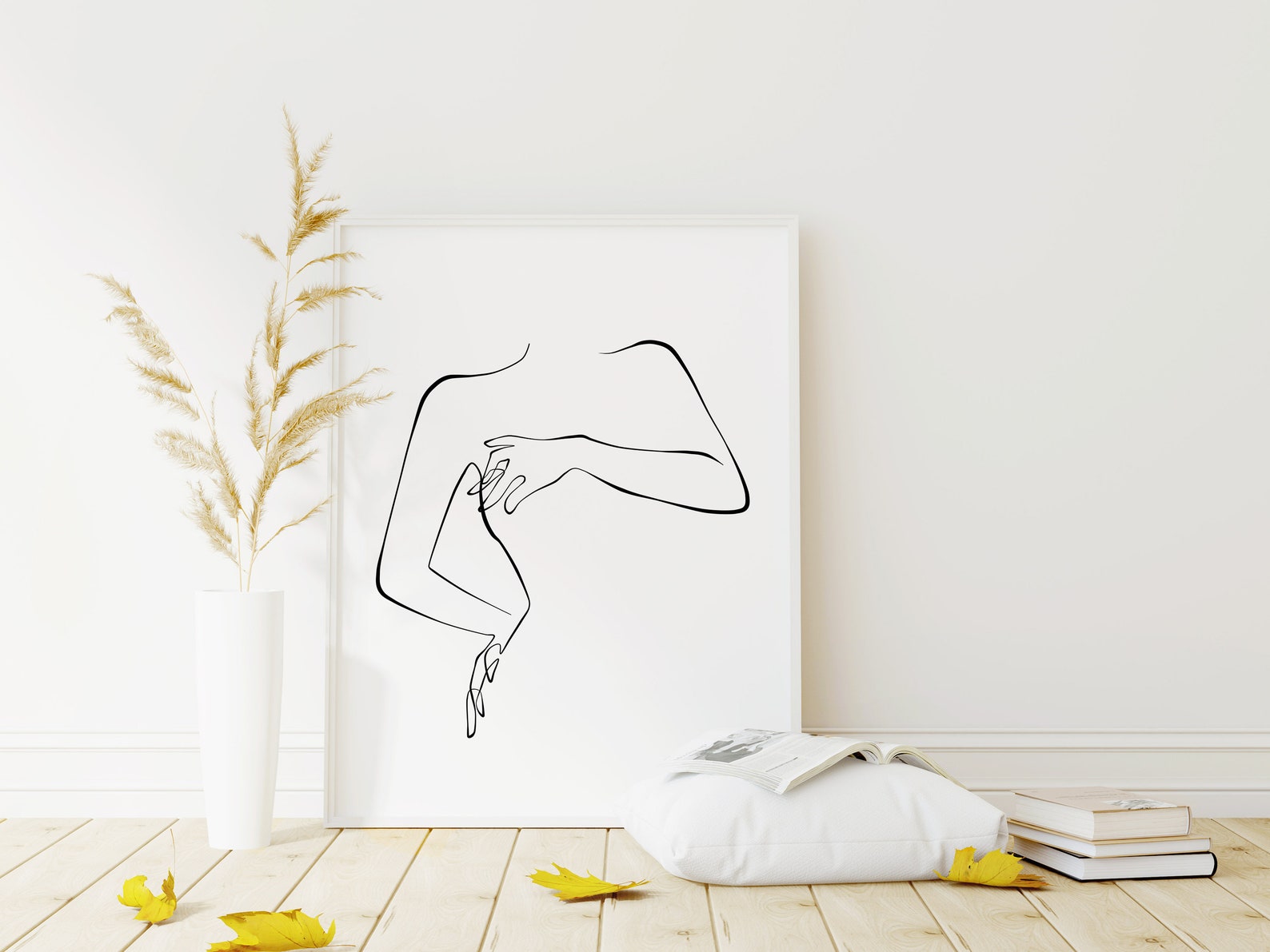 Woman Body Outline Art, Minimalist Female Wall Art, Abstract Figure ...
