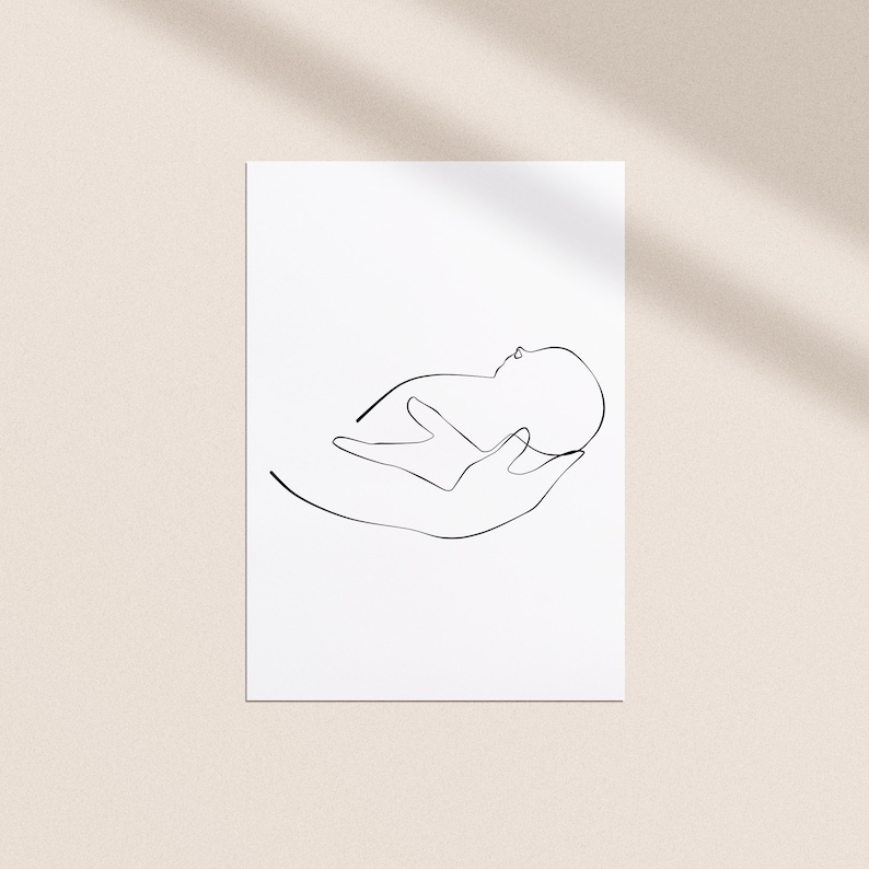 Newborn Line Art One Line Drawing Baby Abstract Hands Print - Etsy