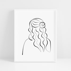 Woman Back Line Art Print, Feminine Drawing, Female Figure Outline ...