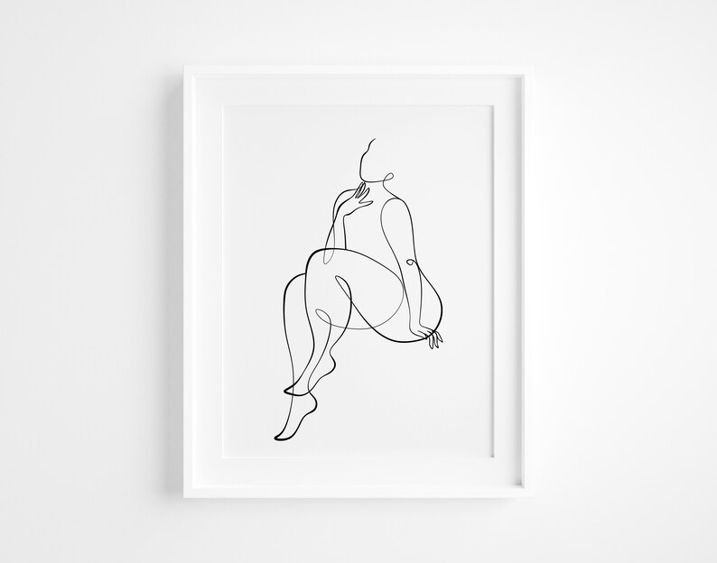 Curvy Woman Print Body Positive Line Drawing Thick Girl Art - Etsy