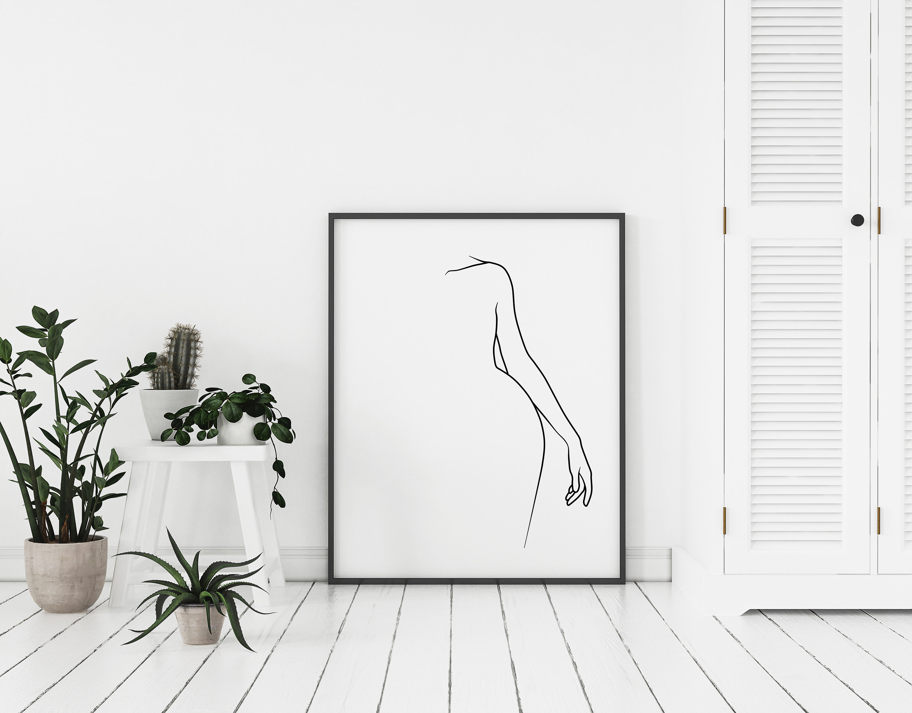 Female Line Art Print Abstract Body Print Minimalist Woman Etsy