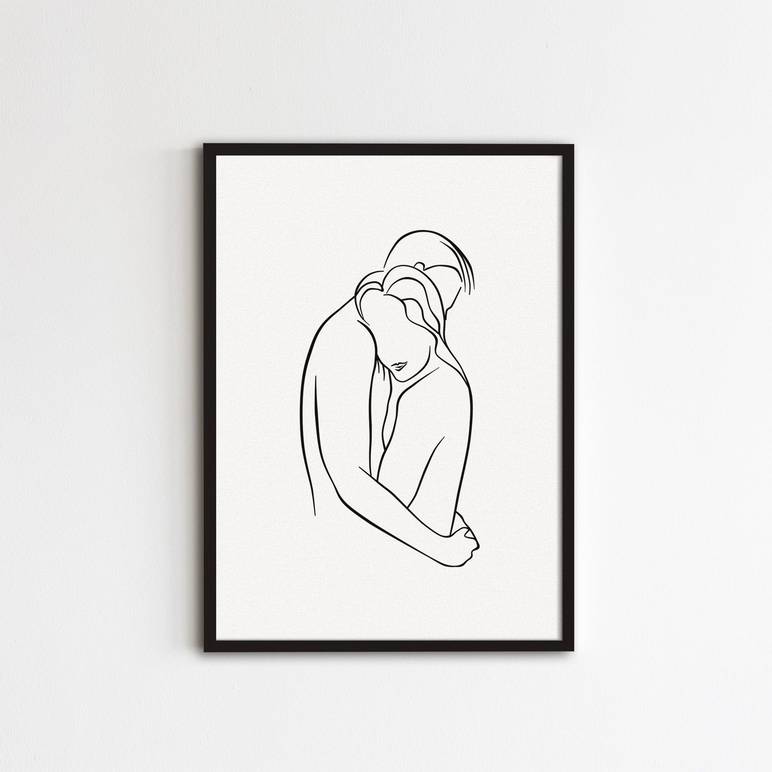 Couple Line Drawing Relationship Art Hug Art Embrace Print | Etsy