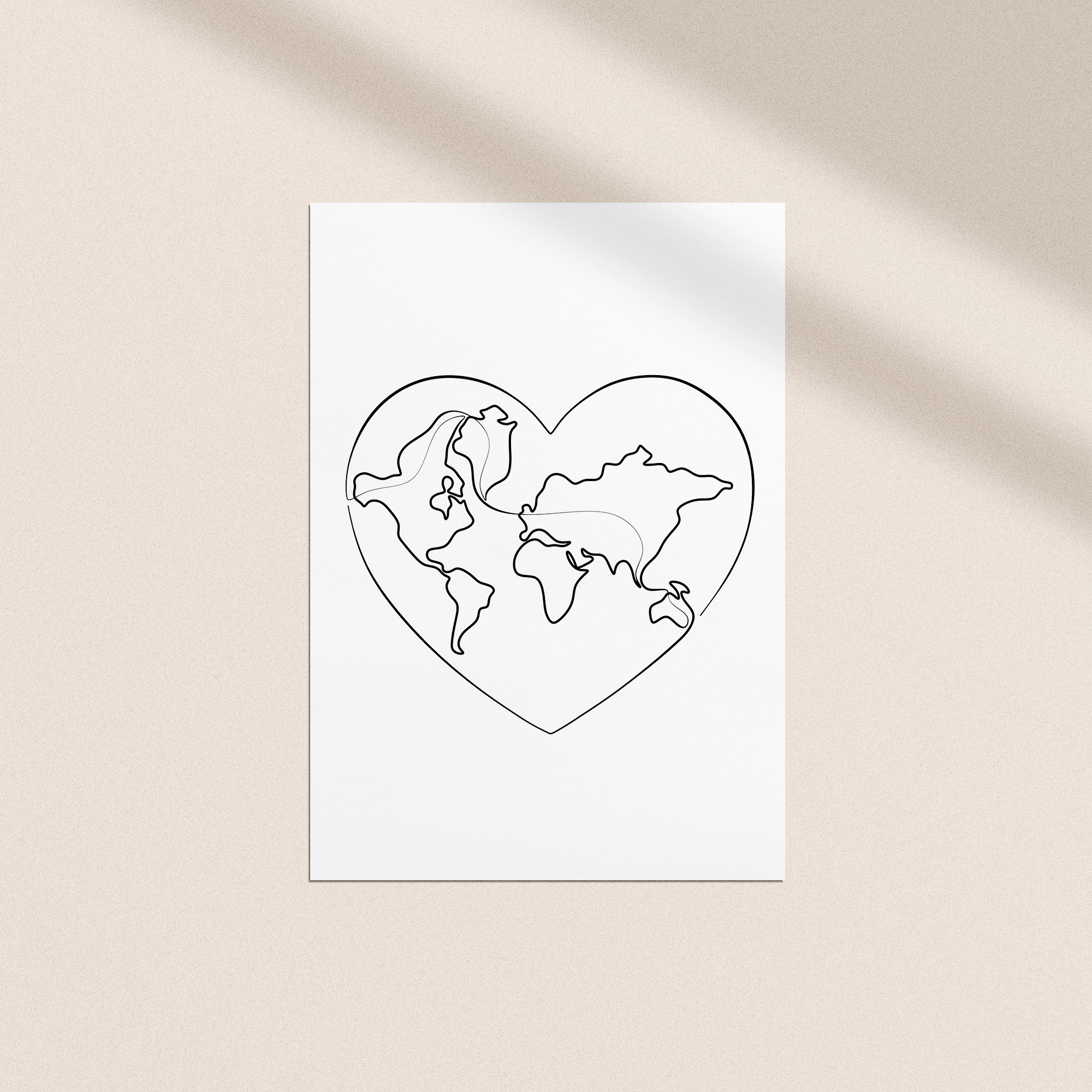 World Map Line Art Travel Line Drawing Wanderlust Print | Etsy