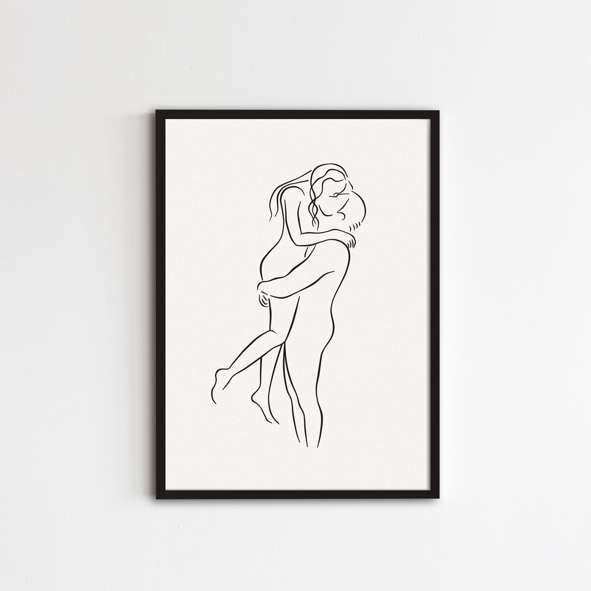 Couple Hug Line Drawing Couple Hugging Print Abstract Kiss | Etsy