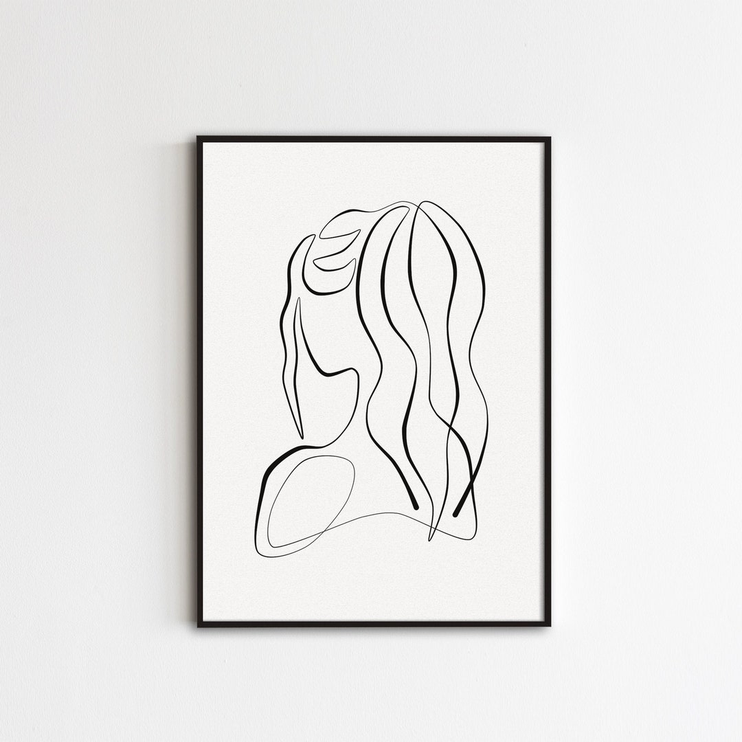 Woman Back Line Art, Woman With Long Hair Print, Minimalist Female ...