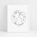 World Map Print, Travel Line Drawing, Minimalist World Globe Art ...