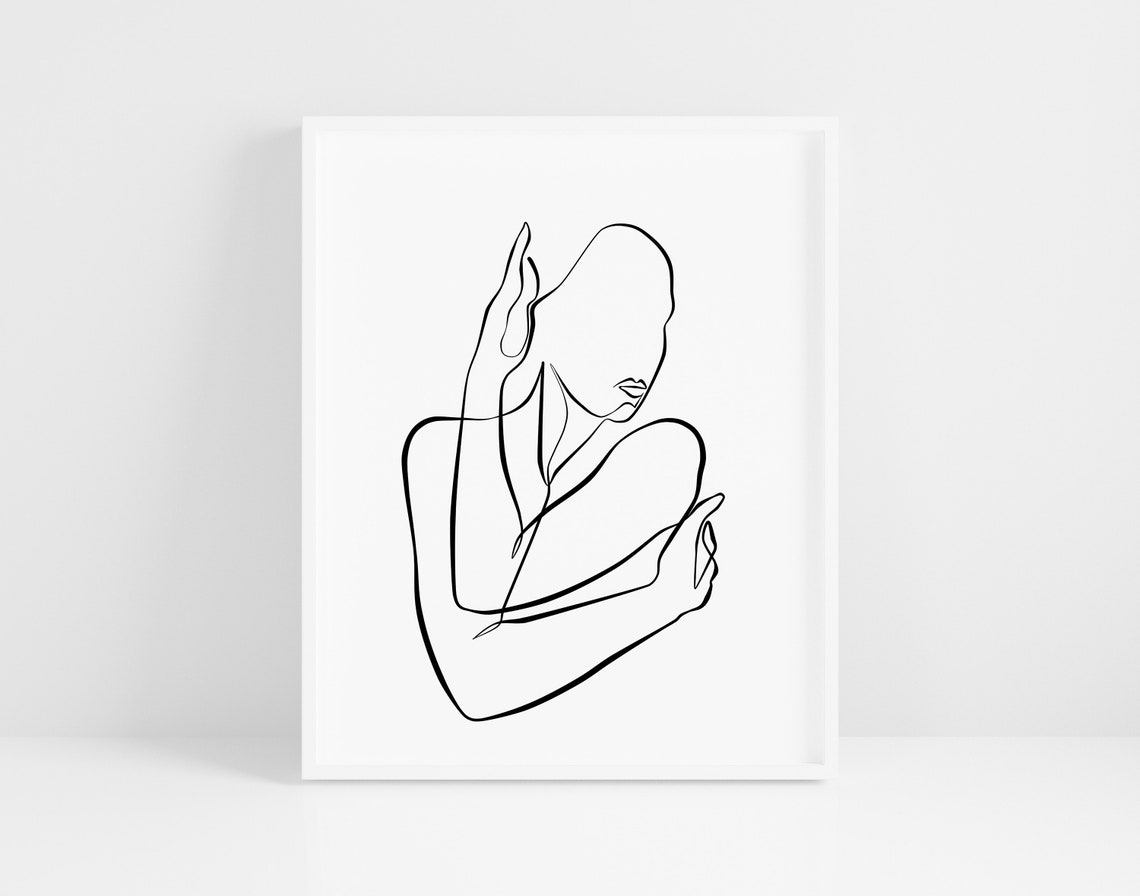 Self Love Art Print Woman One Line Drawing Feminine Poster | Etsy