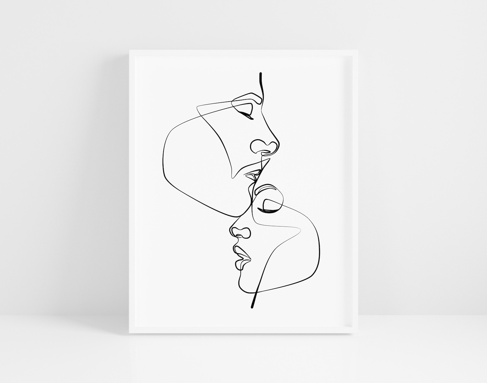 One Line Couple Art Print Abstract Faces Print Minimalist | Etsy
