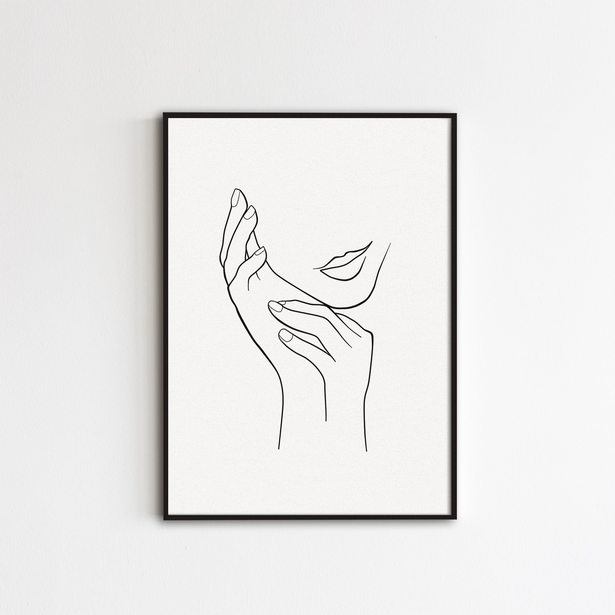 Hands on Face Line Art Abstract Female Outline Print - Etsy