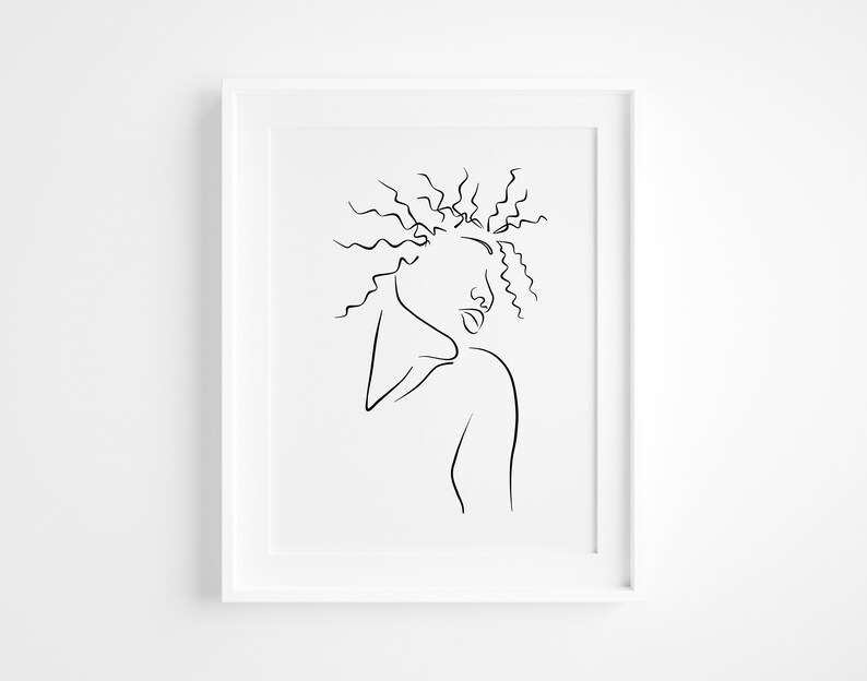 Black Woman Line Art African American Line Drawing - Etsy