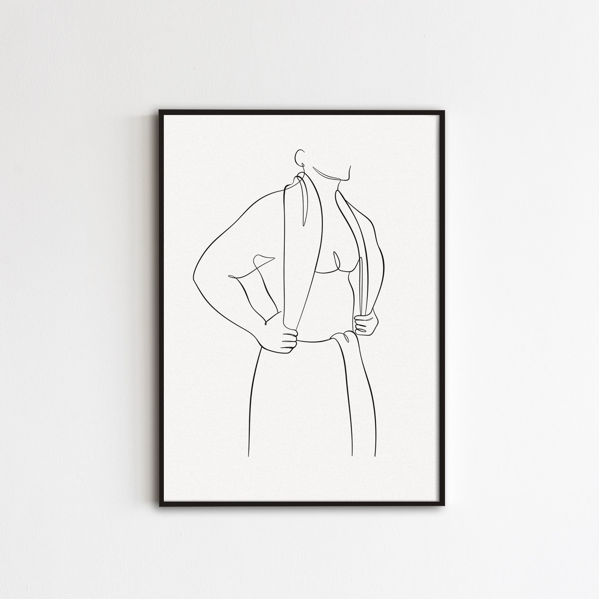 Man in Towel Print, Bathroom Line Art, Male Body Drawing, Man Figure ...