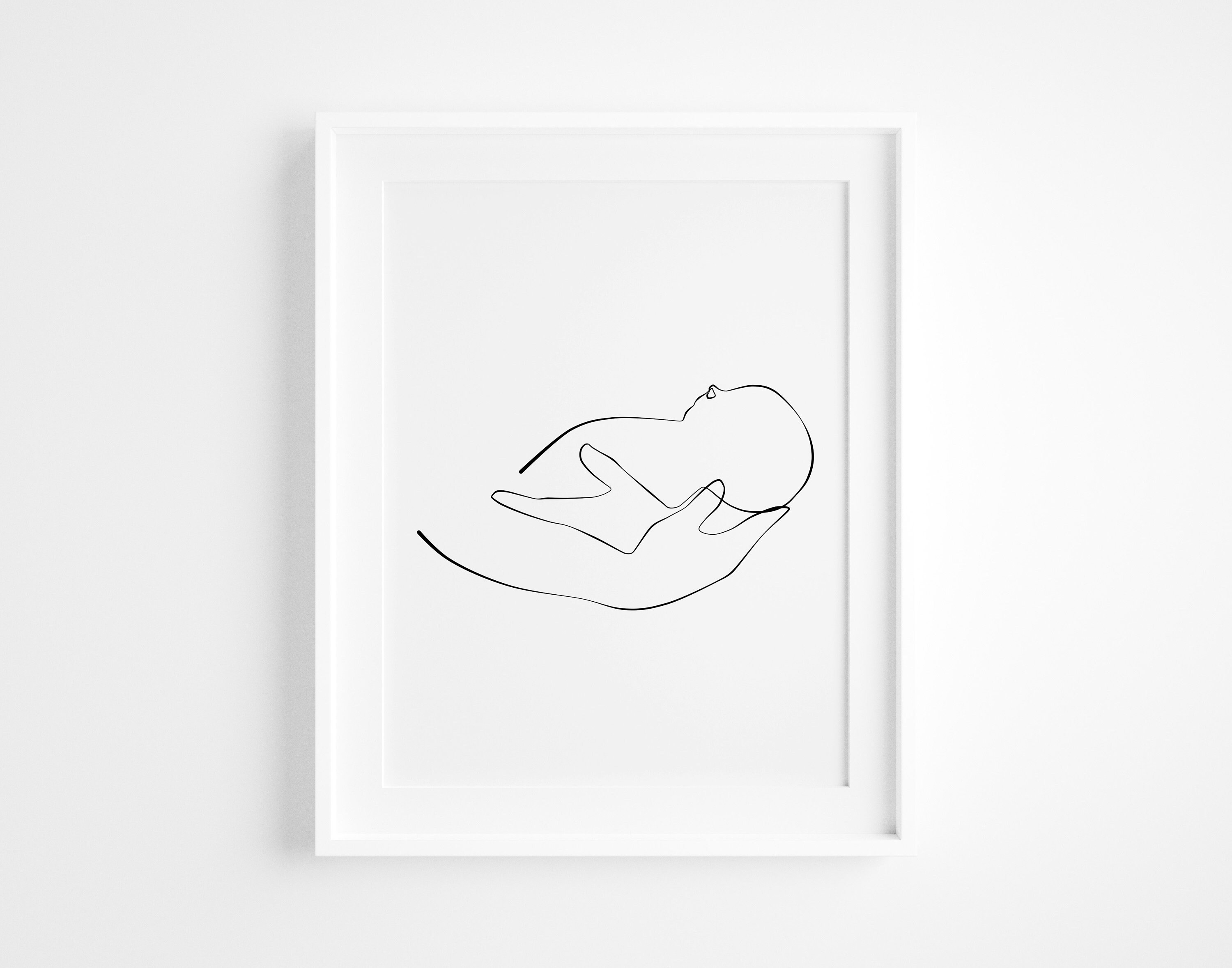 Newborn Line Art One Line Drawing Baby Abstract Hands Print - Etsy ...