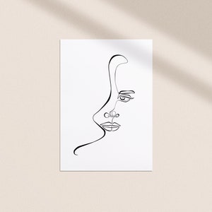 Single Line Face Drawing One Line Face Art Print Abstract - Etsy