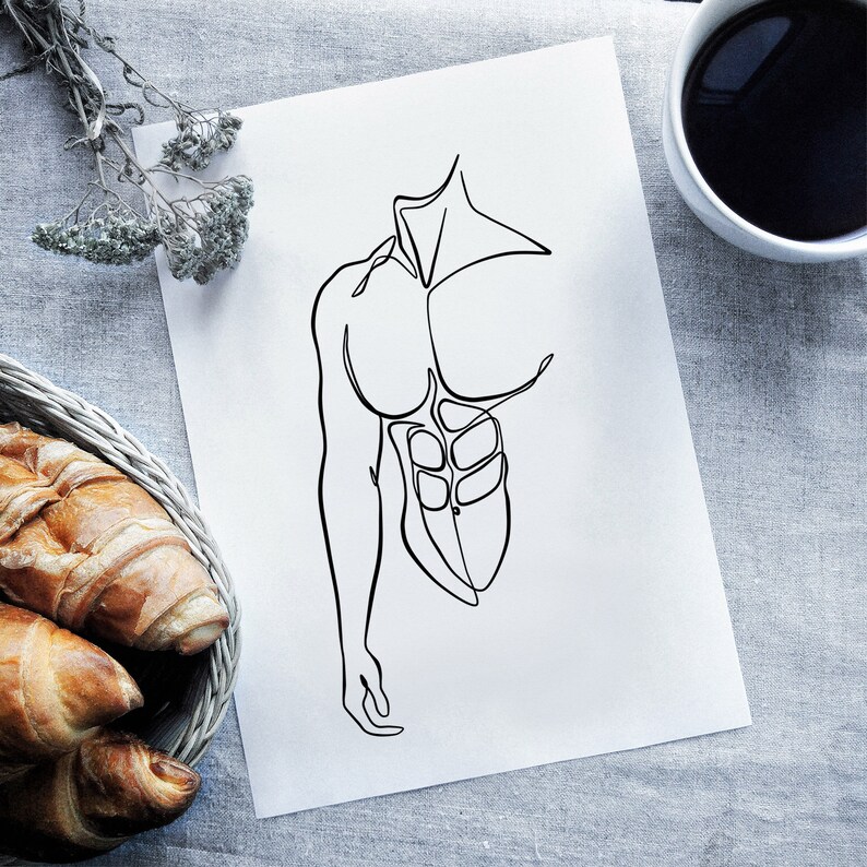 Man Line Art Male Body Line Drawing Abstract Naked Body - Etsy