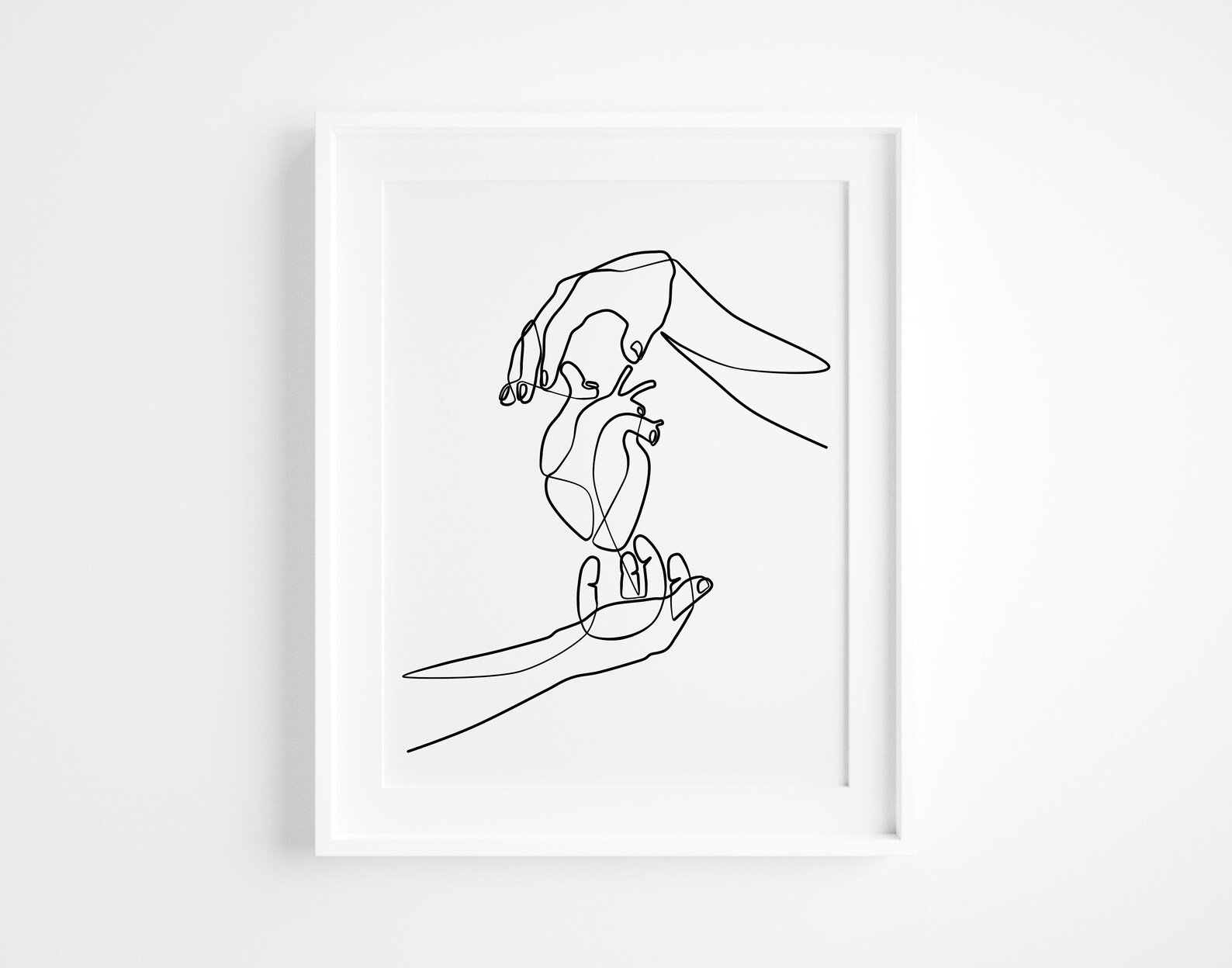 Heart Line Drawing One Line Art Minimalist Love Print | Etsy