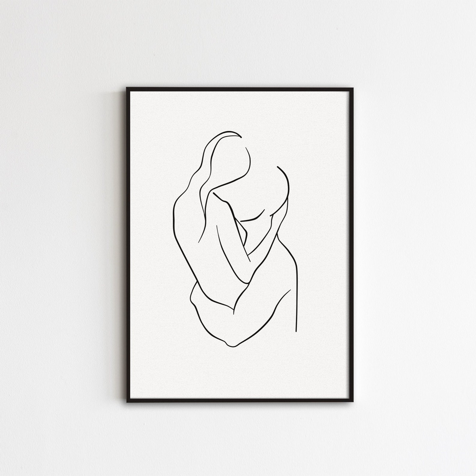 Couple Hugging Print Hug Line Art Abstract Couple Figure | Etsy
