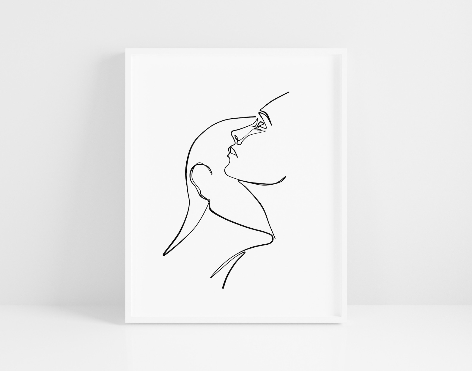 Kissing Line Art Abstract Faces Print Couple Kiss Line | Etsy