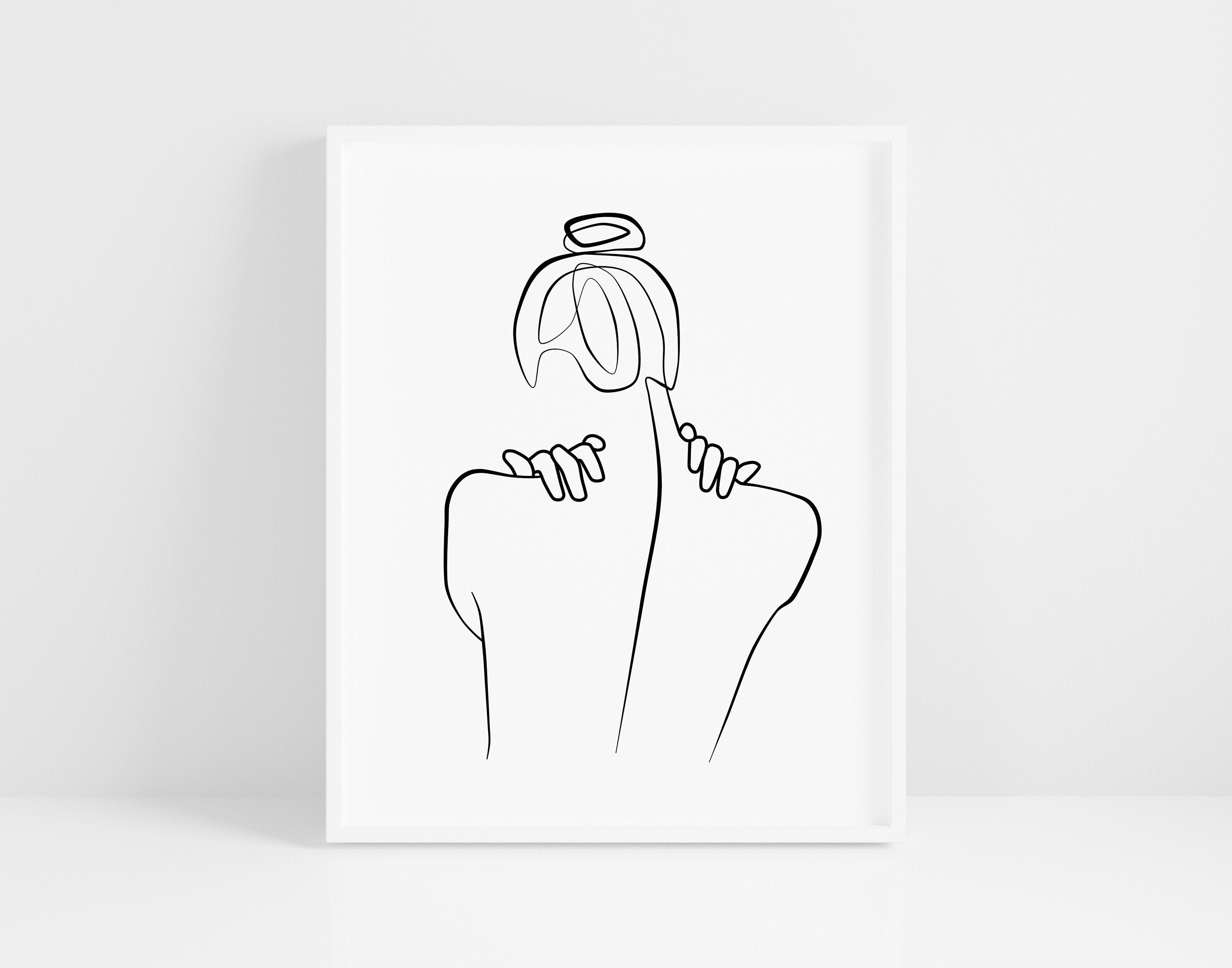 Woman Back Line Drawing Female Body Print Feminine Poster - Etsy