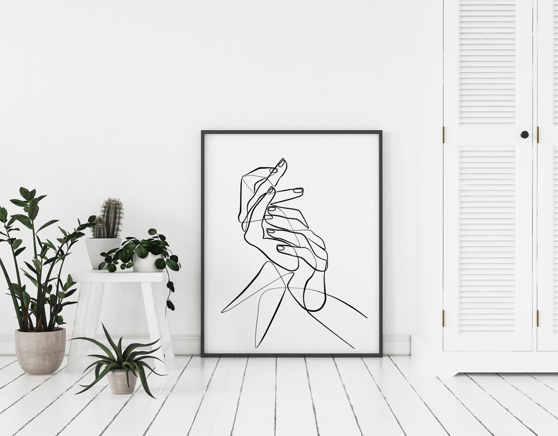 One Line Hand Art Print, Single Line Drawing, Continuous Line Art ...