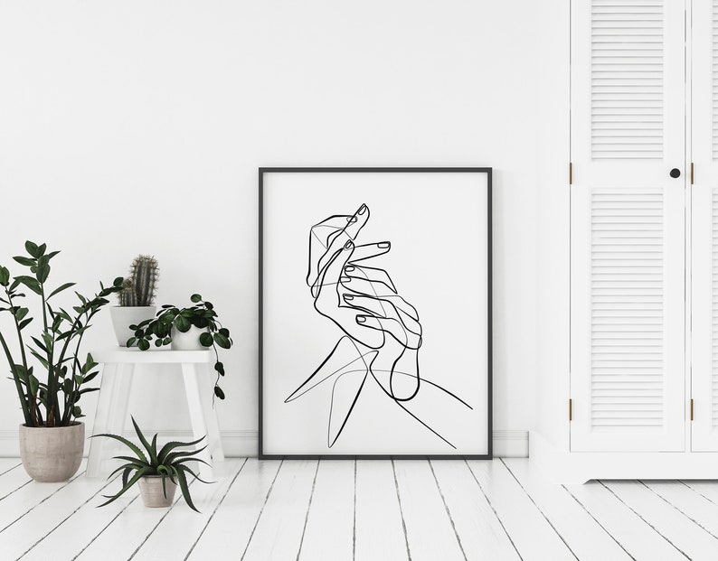 One Line Hand Art Print Single Line Drawing Continuous Line | Etsy