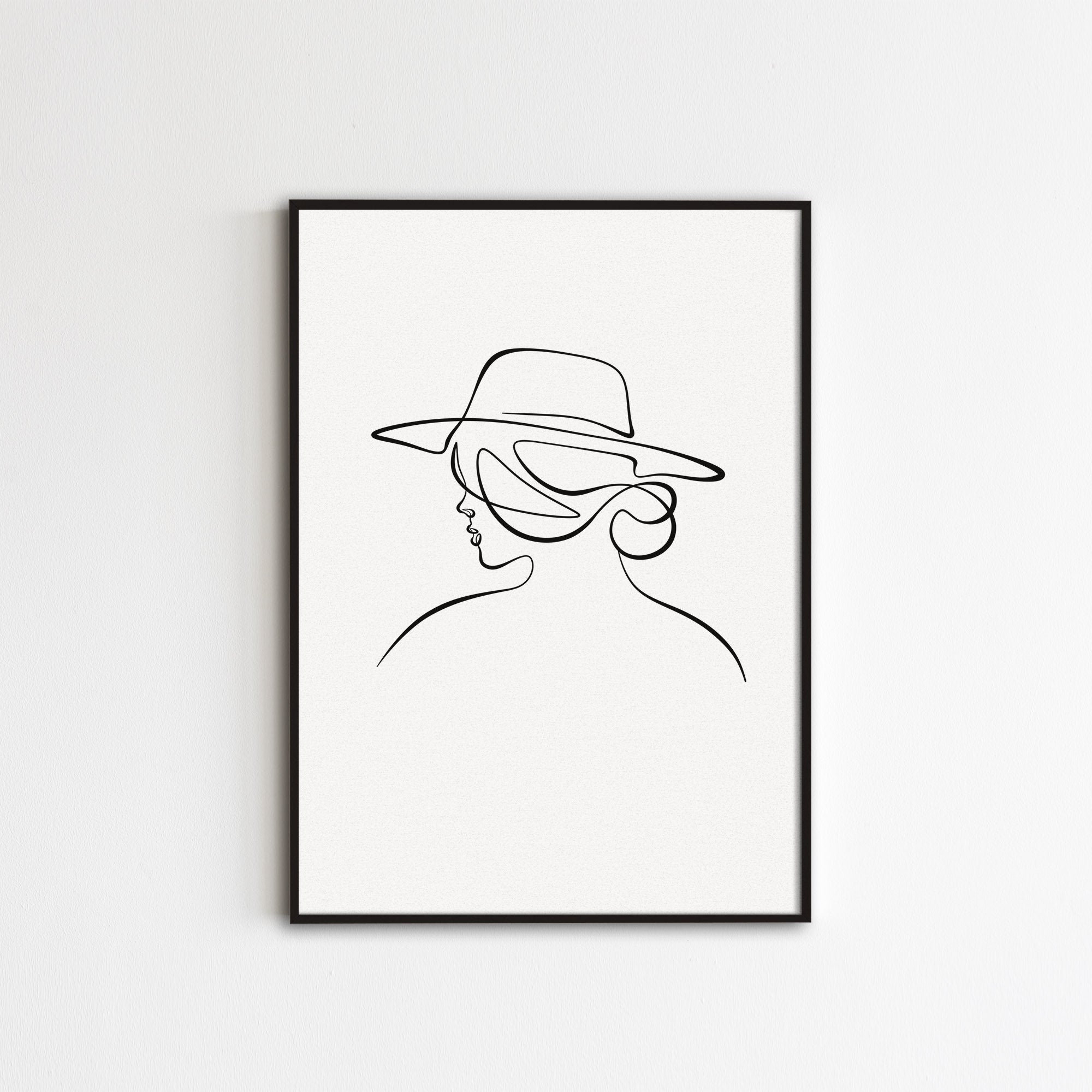 One Line Woman in Hat Art Female Back Line Drawing | Etsy