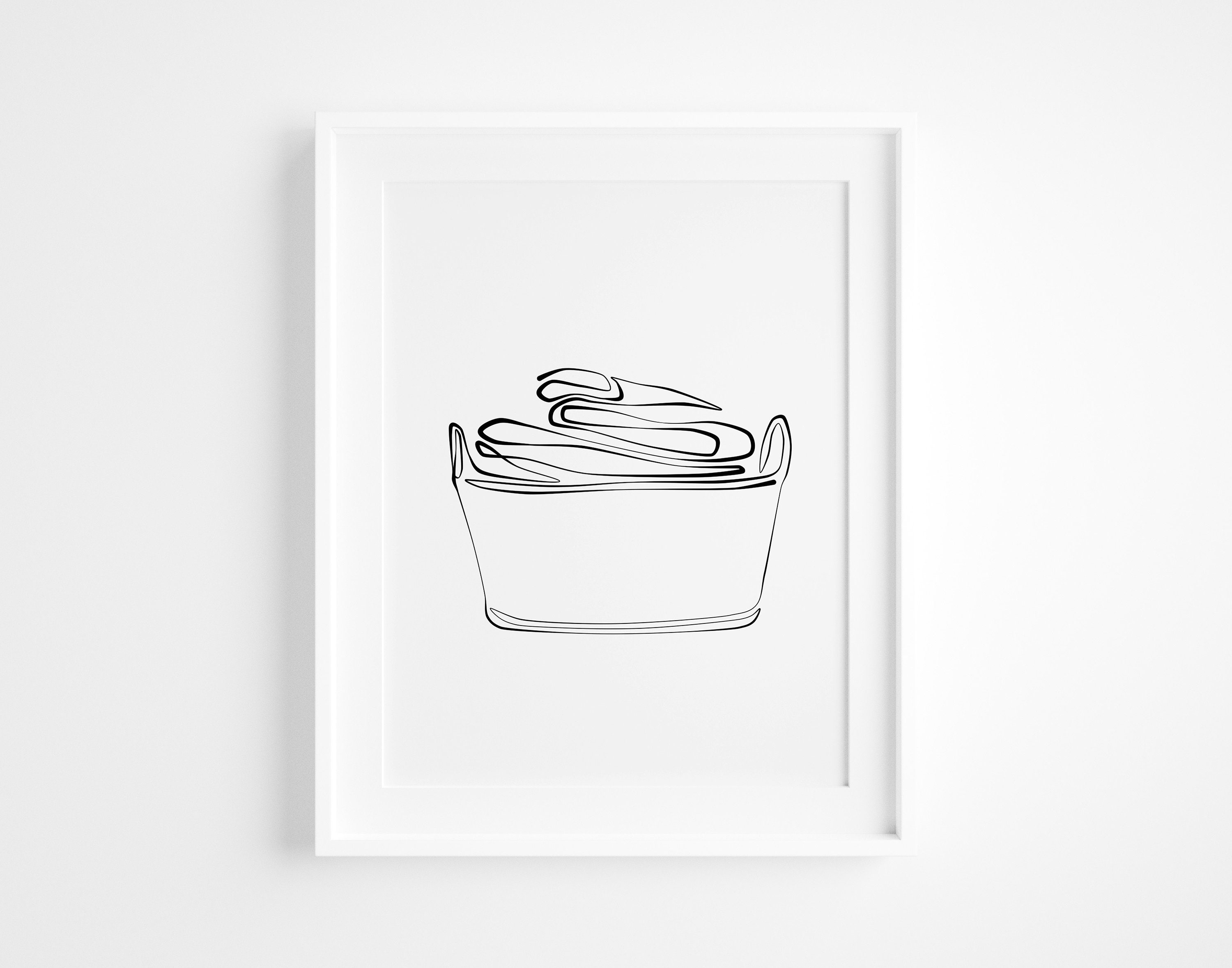 Laundry Line Art Utility Room Print One Line Drawing | Etsy