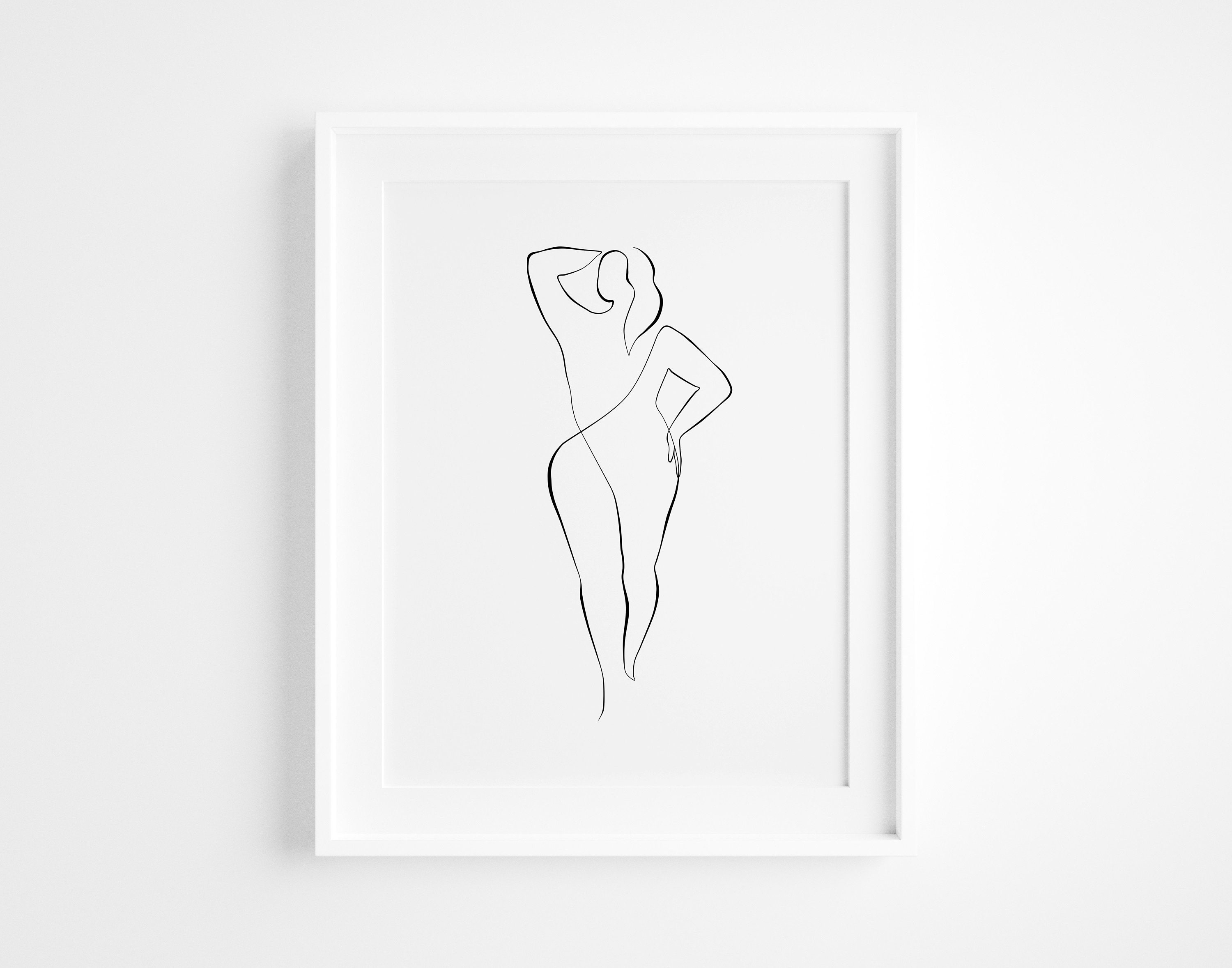 Body Positive Line Art Curvy Woman One Drawing Body | Etsy