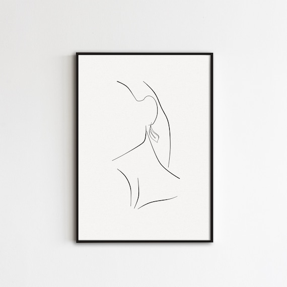 Neck Line Drawing Minimalist Woman Face Print Minimal Line - Etsy