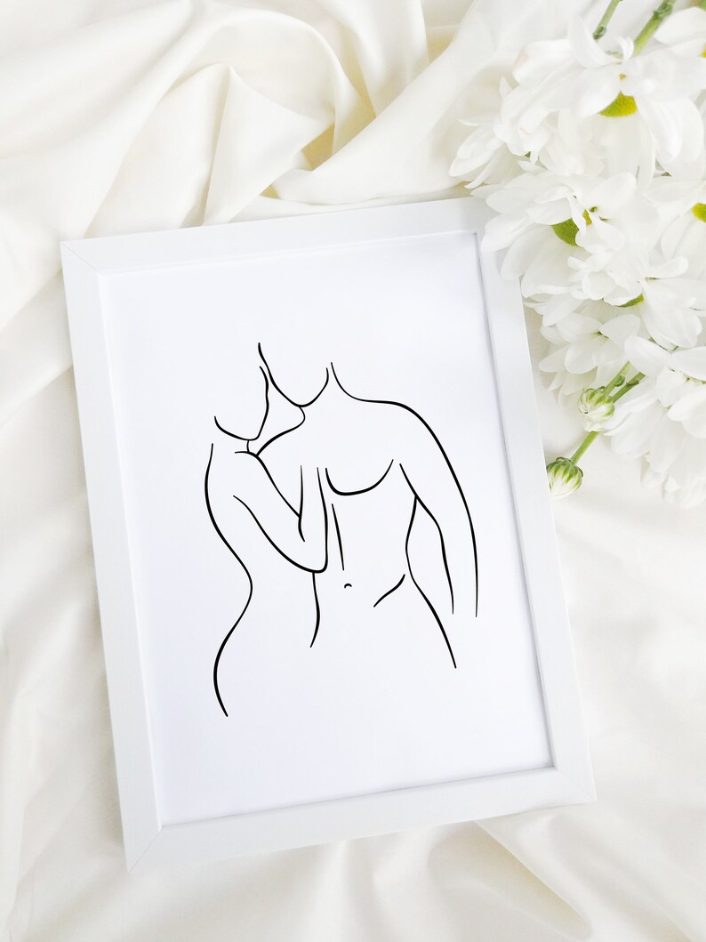 Couple Line Art Print Abstract Couple Hugging Print Man and | Etsy