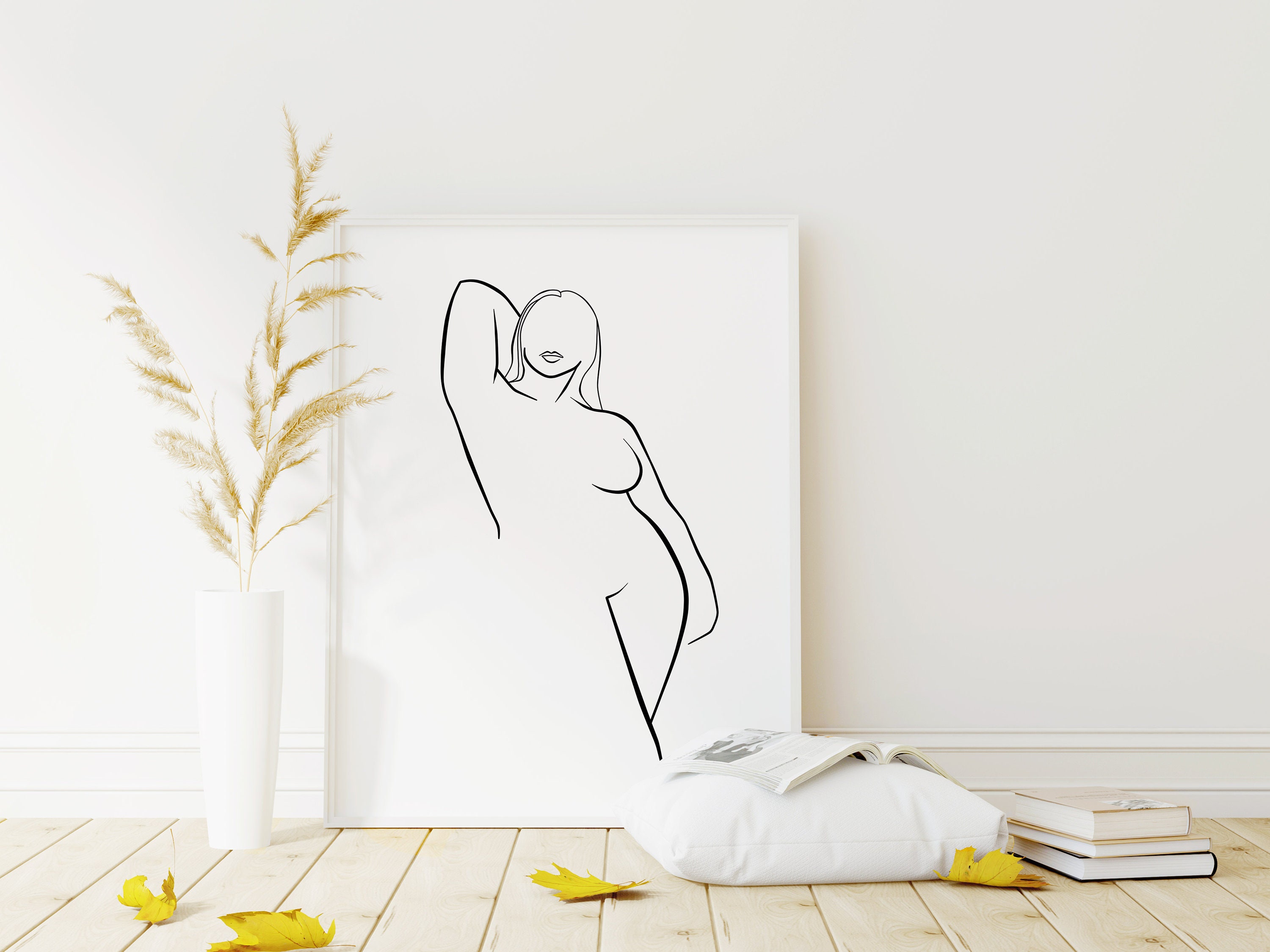 Minimal Line Art Woman Female Figure Drawing Abstract Woman - Etsy
