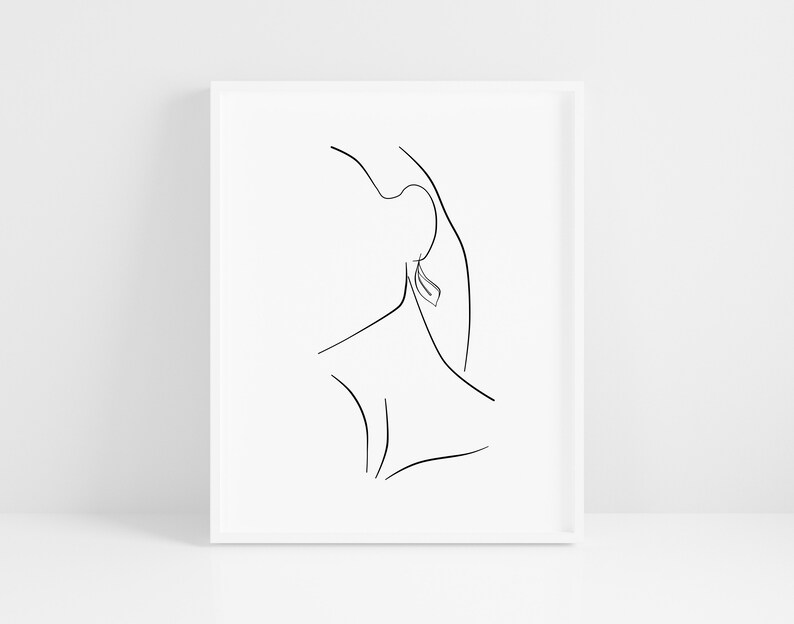 Neck Line Drawing Minimalist Woman Face Print Minimal Line - Etsy