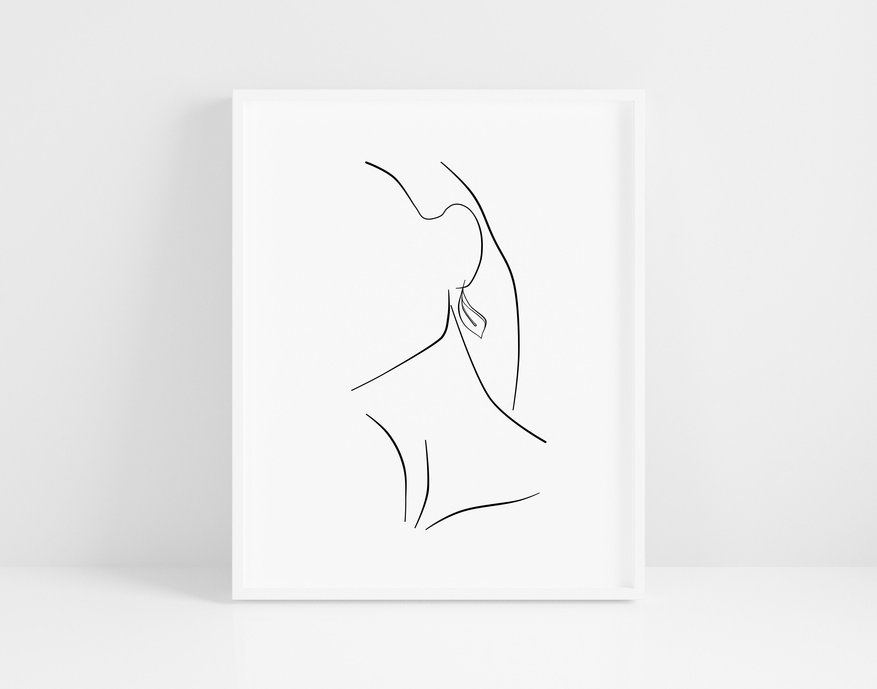 Neck Line Drawing Minimalist Woman Face Print Minimal Line - Etsy