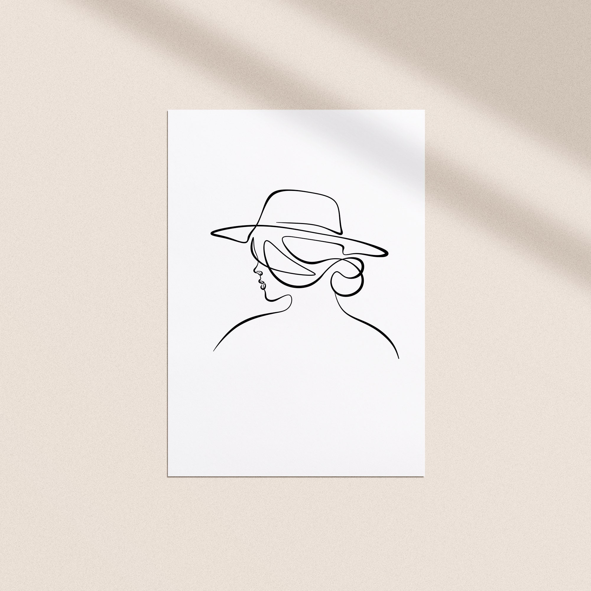 One Line Woman in Hat Art Female Back Line Drawing | Etsy